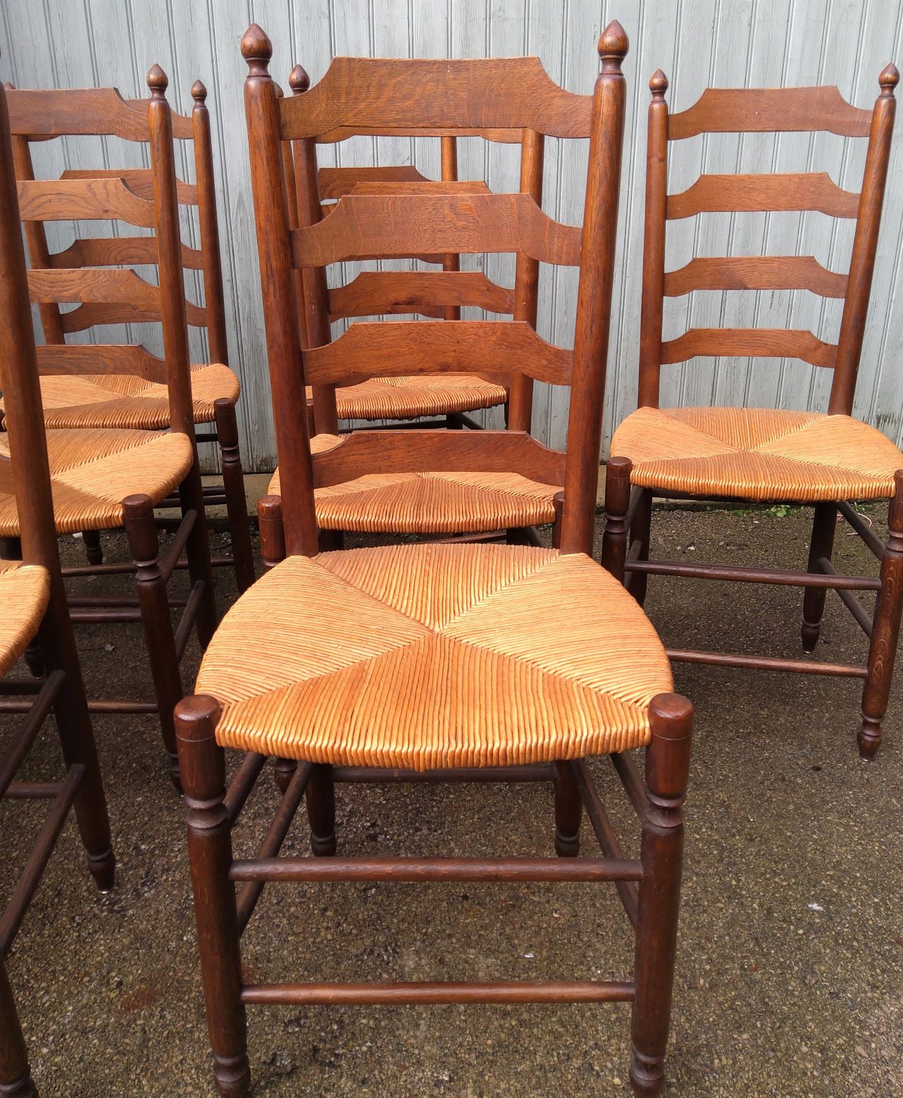 A set of 10 French Ladder-Back Chairs