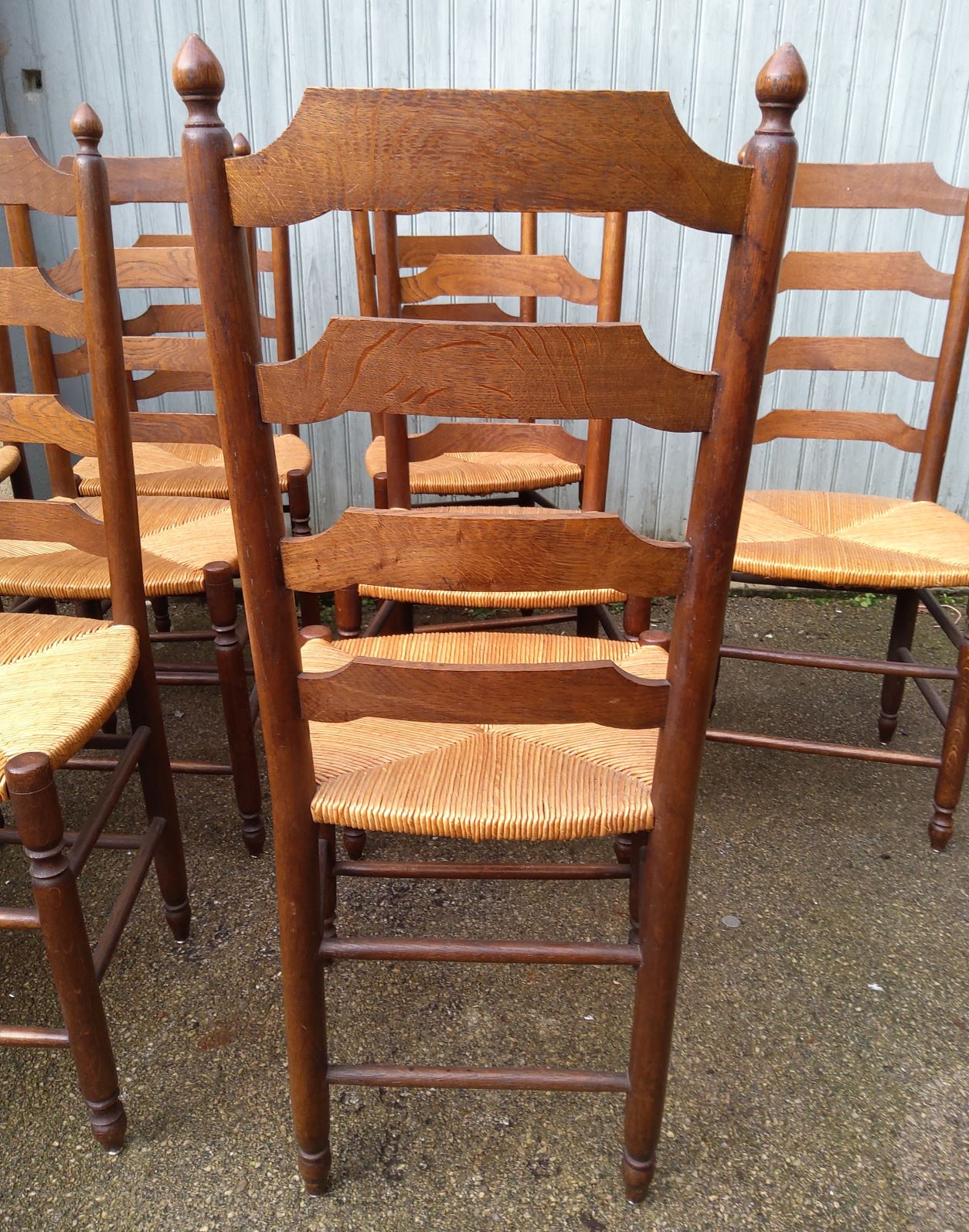 A set of 10 French Ladder-Back Chairs