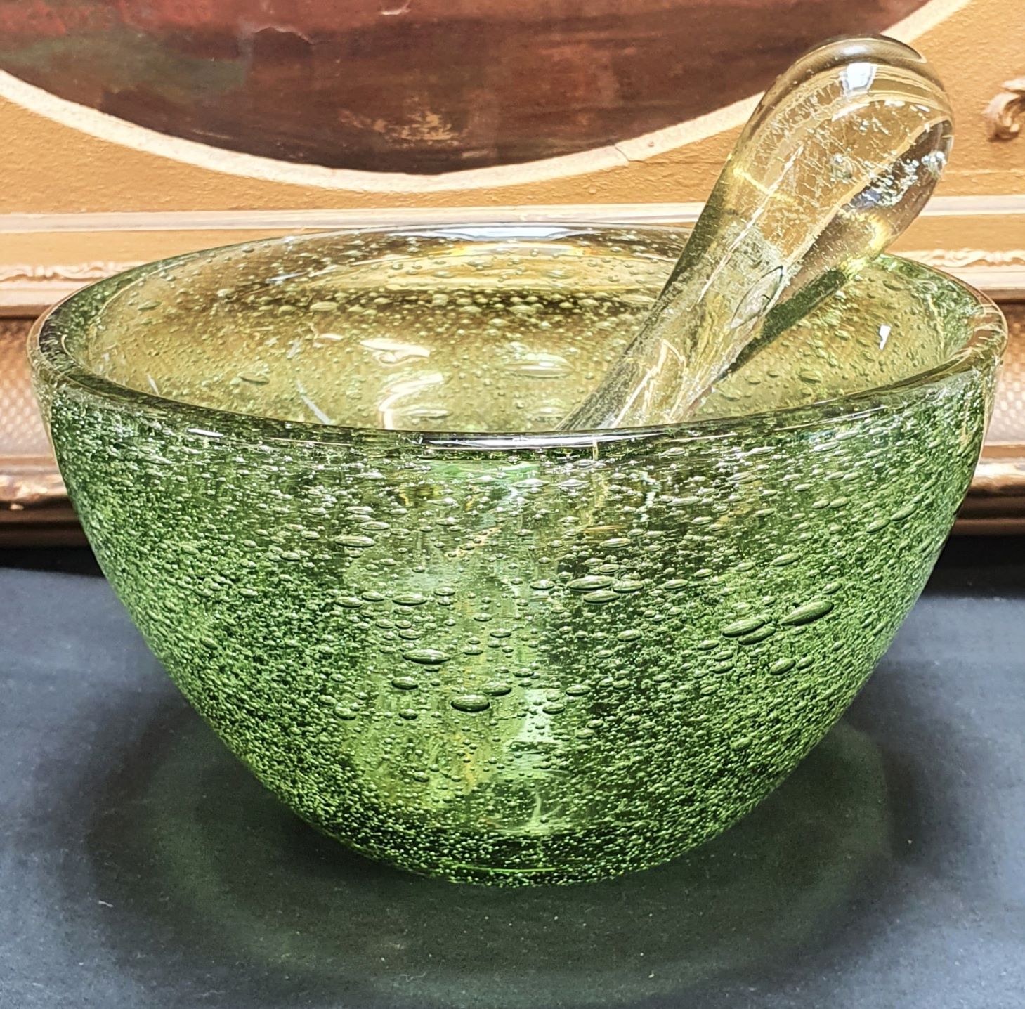 Miguel Meirelles Antiques - A ‘Biot’ Glass Mortar and Pestle
