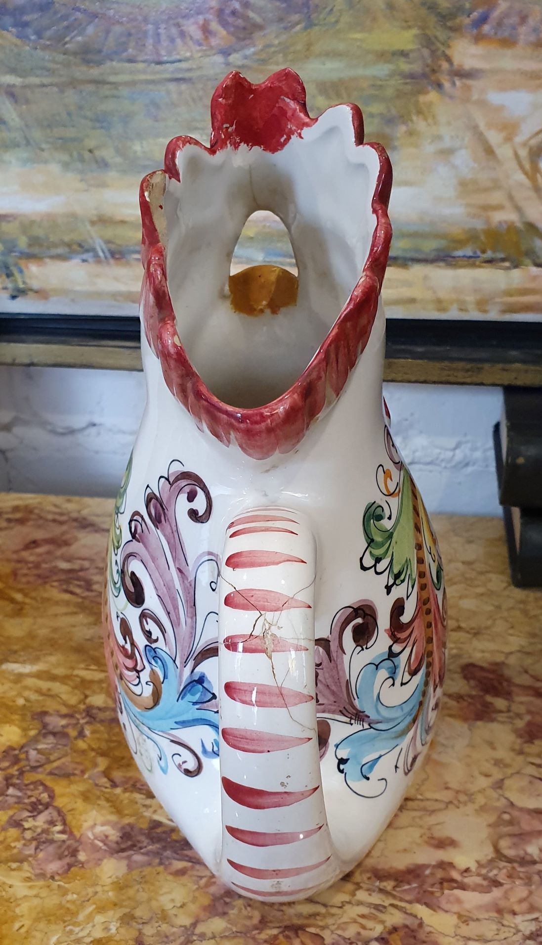 A vintage Deruta "Rooster" Jug