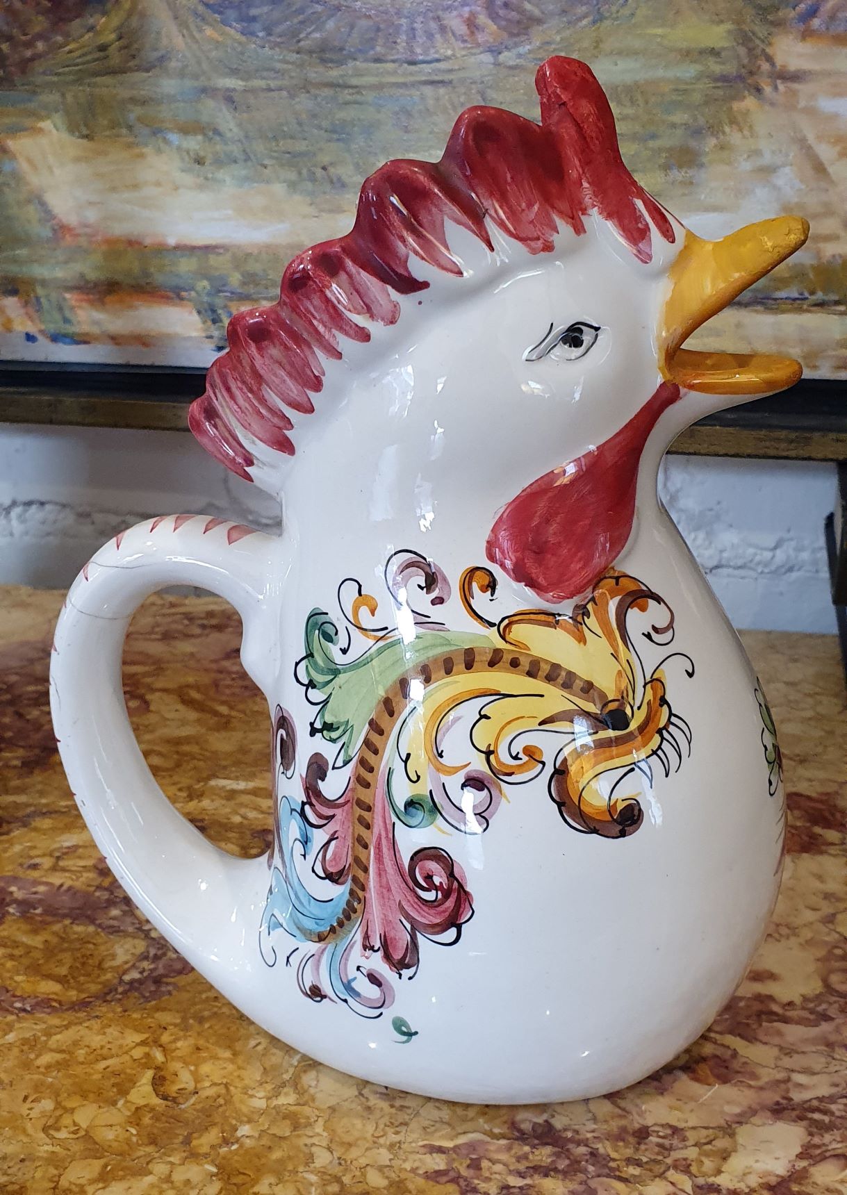 A vintage Deruta "Rooster" Jug