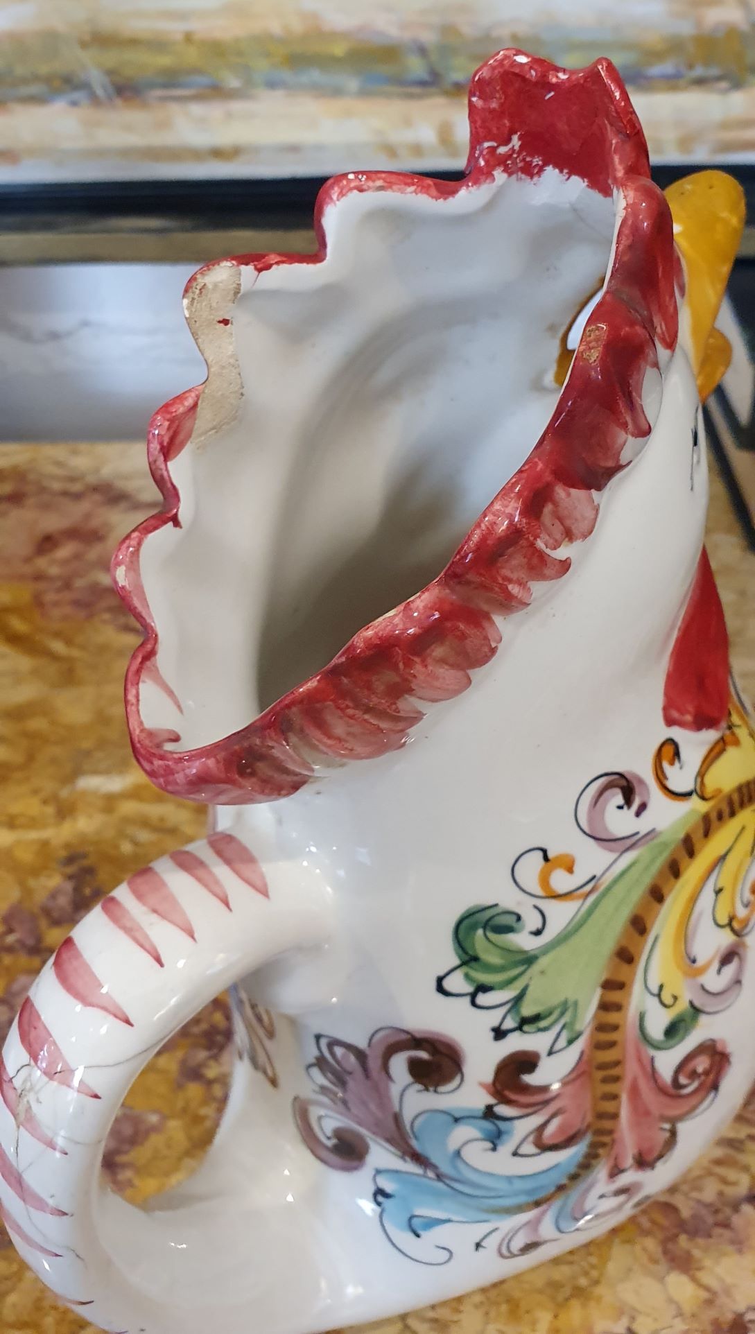 A vintage Deruta "Rooster" Jug