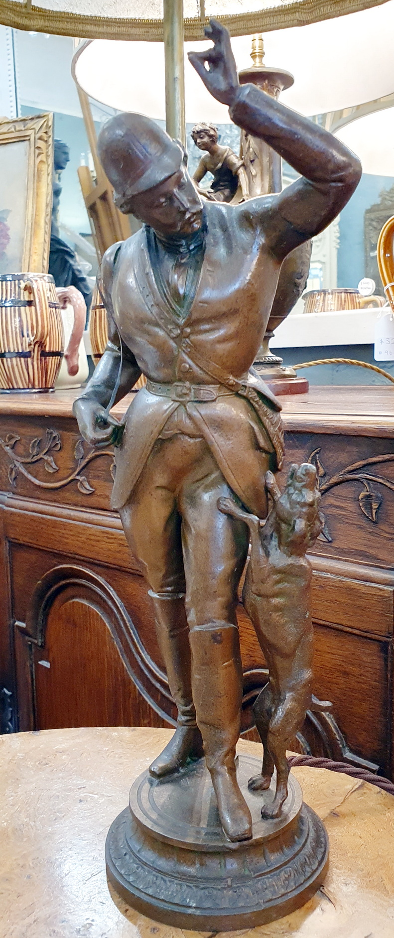 Miguel Meirelles Antiques - A Hunter & Dog Table Lamp