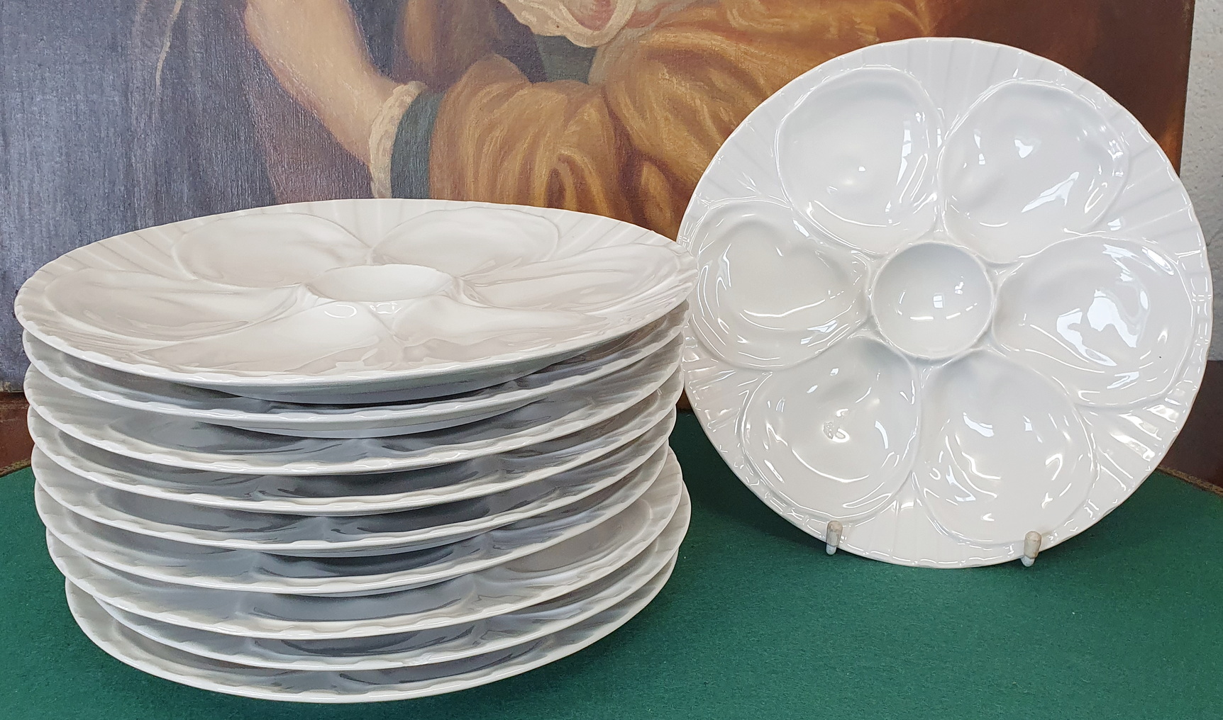 A set of 10 French Oyster Plates