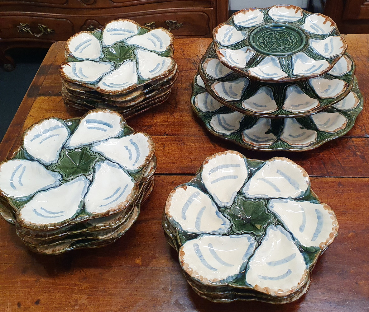 Miguel Meirelles Antiques – A large set of French Oyster Plates + Platters